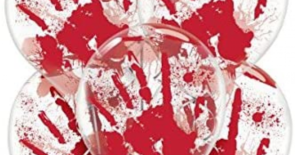 Asylum Printed Latex Balloons - Clear w/Red Blood Splatter
