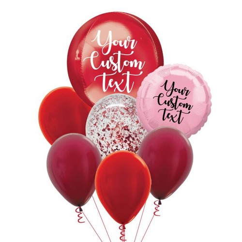 Personalised Red Orbz And Latex Balloon Bouquet